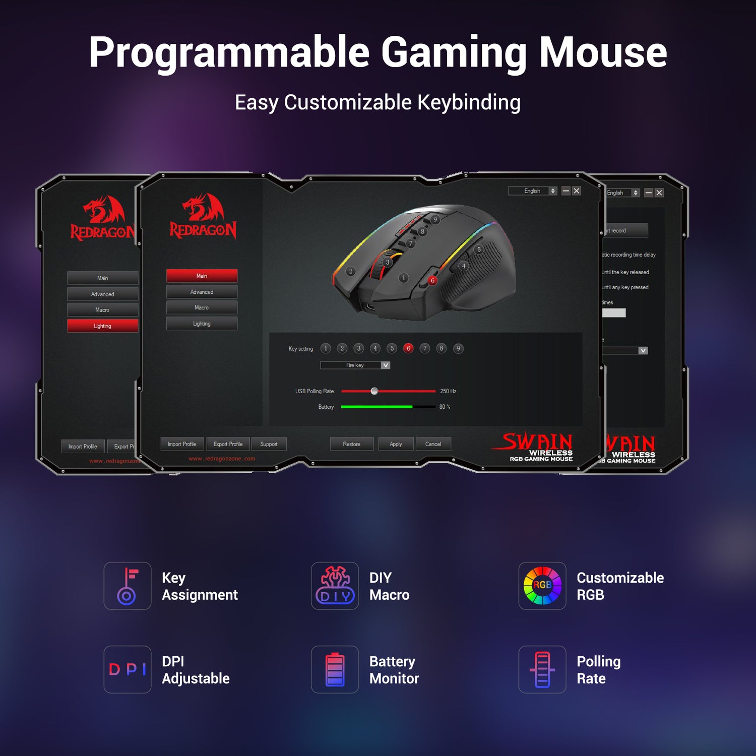 Redragon M915RGB-WL 2.4G Wireless/Wired Gaming Mice