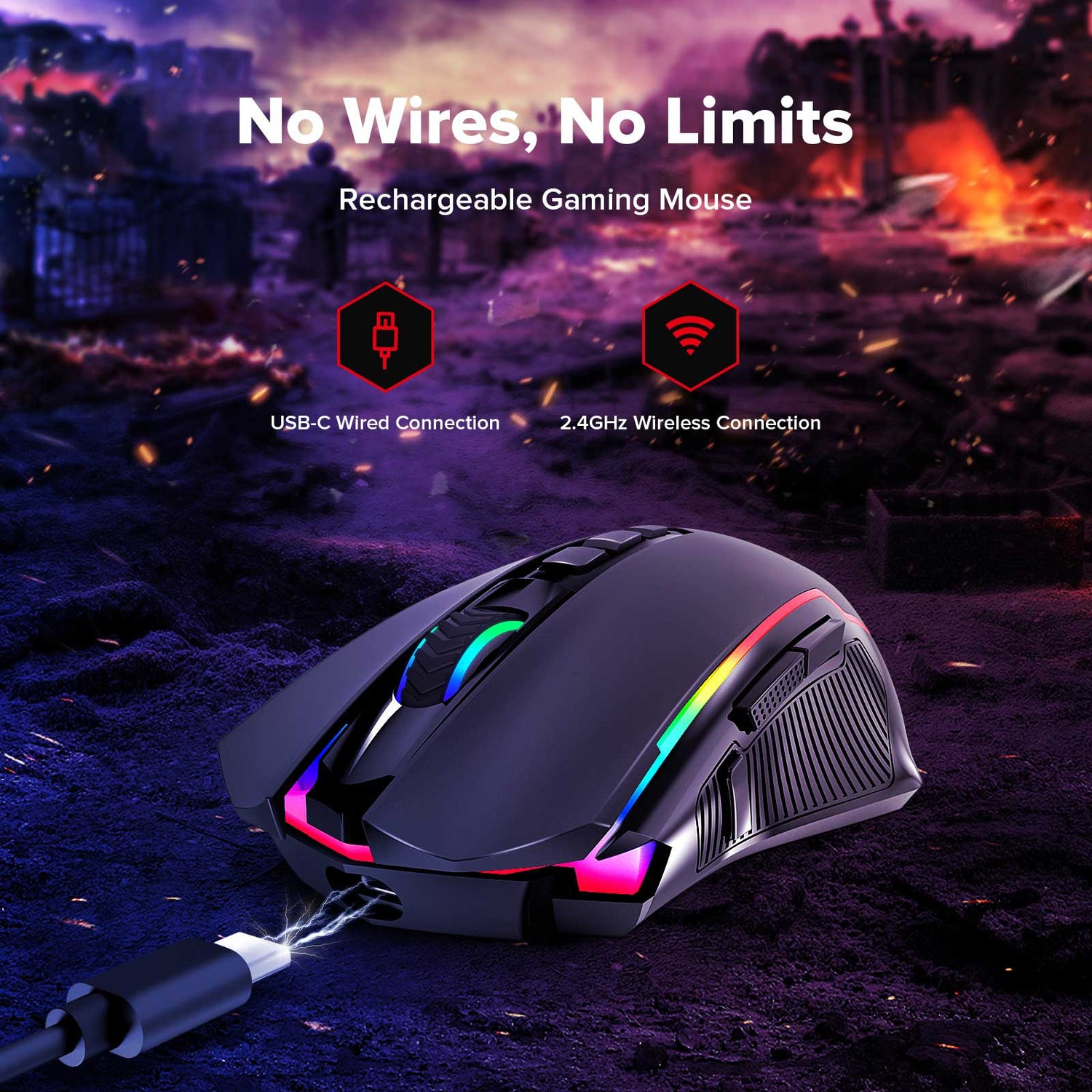 Ergonomic M910 Gaming Mice with 5 DPI Levels & RGB Backlight- Black / White