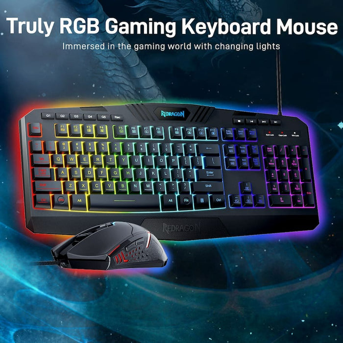 Redragon S101-4 Wired Keyboard & Mouse Combo - Black