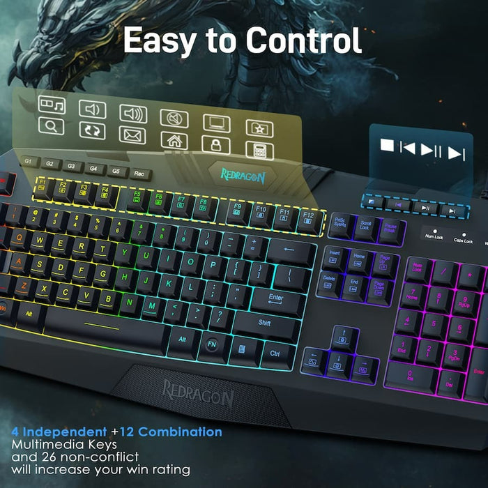 Redragon S101-4 Wired Keyboard & Mouse Combo - Black