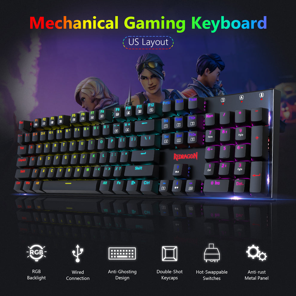 Redragon K565-RGB 104-Key Mechanical Gaming Keyboard (US Layout)