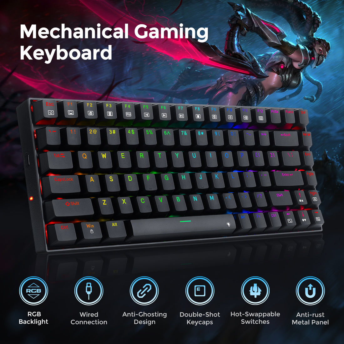 Redragon K629-RGB 75% TKL Mechanical Gaming Keyboard