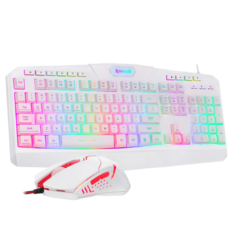 Redragon S101W Wired RGB Gaming Keyboard & Mice Combo - White