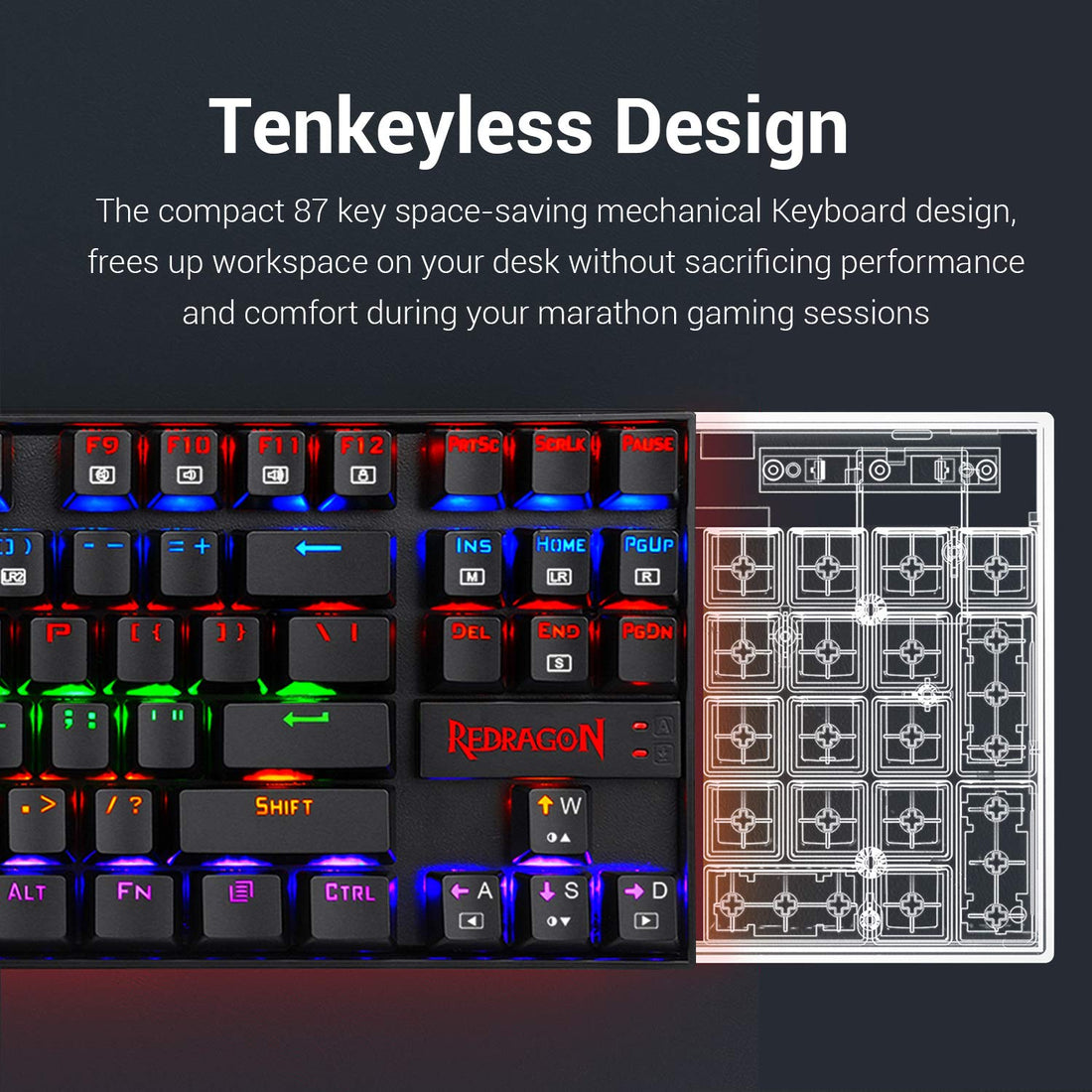 Redragon K552-KR Rainbow Backlight TKL Mechanical Gaming Keyboard